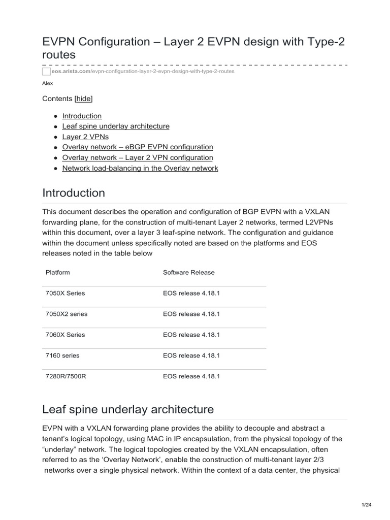 EVPN Configuration Layer 2 EVPN Design With Type-2 Routes | PDF ...