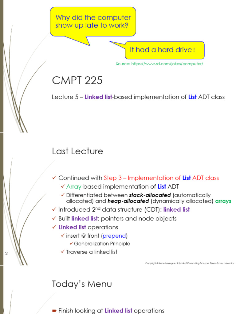 Lecture 5 List Adt Linked List Pdf Computer Programming Algorithms And Data Structures