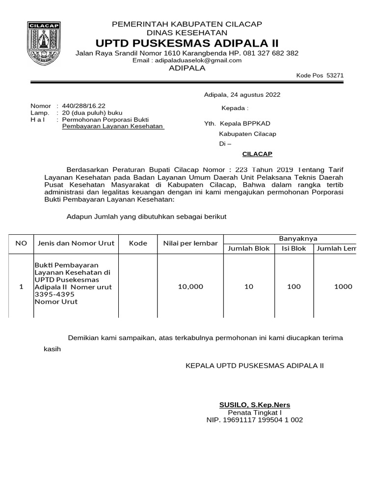 Surat Permohonan Porporasi | PDF