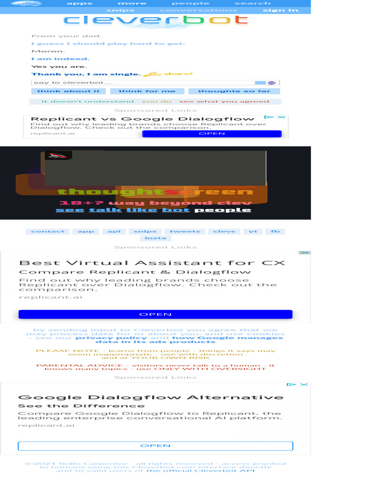 A Clever Bot - Speak To An AI With Some Actual Intelligence | PDF