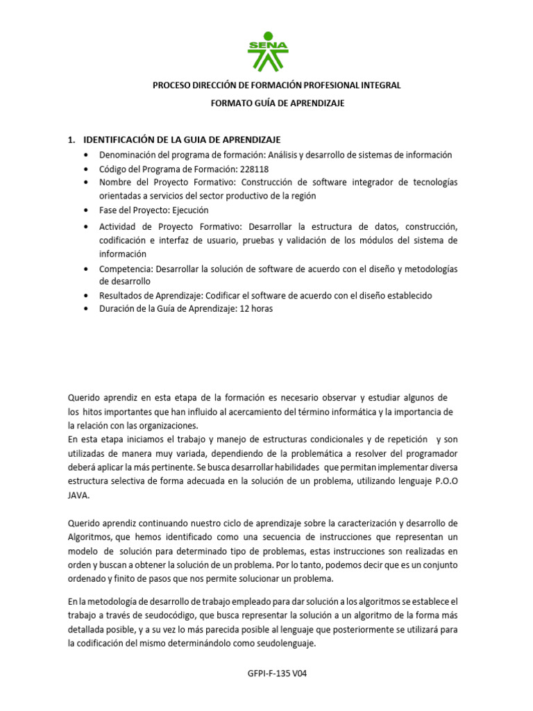 Guia de Aprendizaje Integrador Java | PDF | Software | Datos