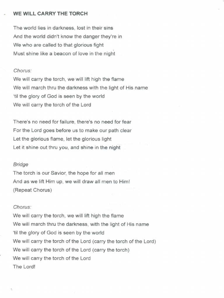 We Will Carry The Torch | PDF