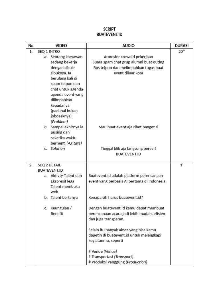 Contoh Naskah Tabel (Audio Visual) | PDF