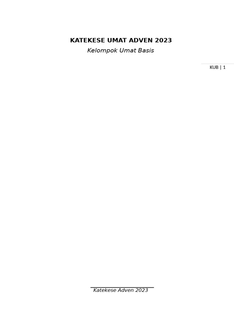 Bahan Katekese Adven 2023 Dewasa | PDF