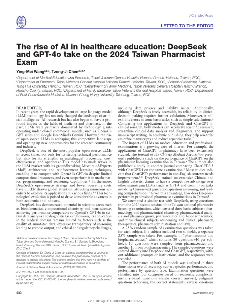 The Rise of Ai in Healthcare Education Deepseek.10 | PDF | Pharmacy