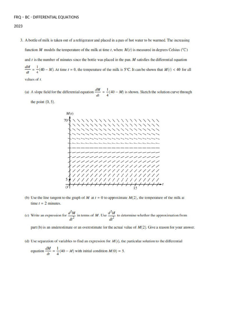 BC Differential Equations FRQS | PDF