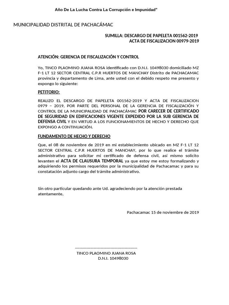 Descargo Papeletas | PDF