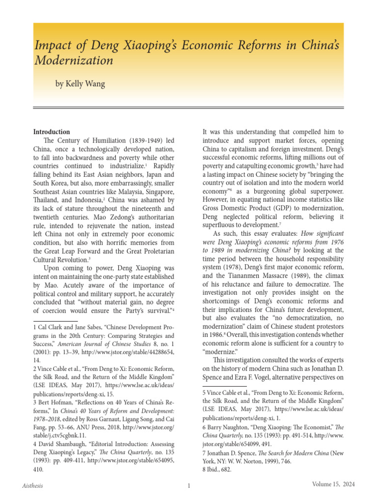 Deng Xiaoping's Economic Reforms Impact | PDF | Chinese Economic Reform ...