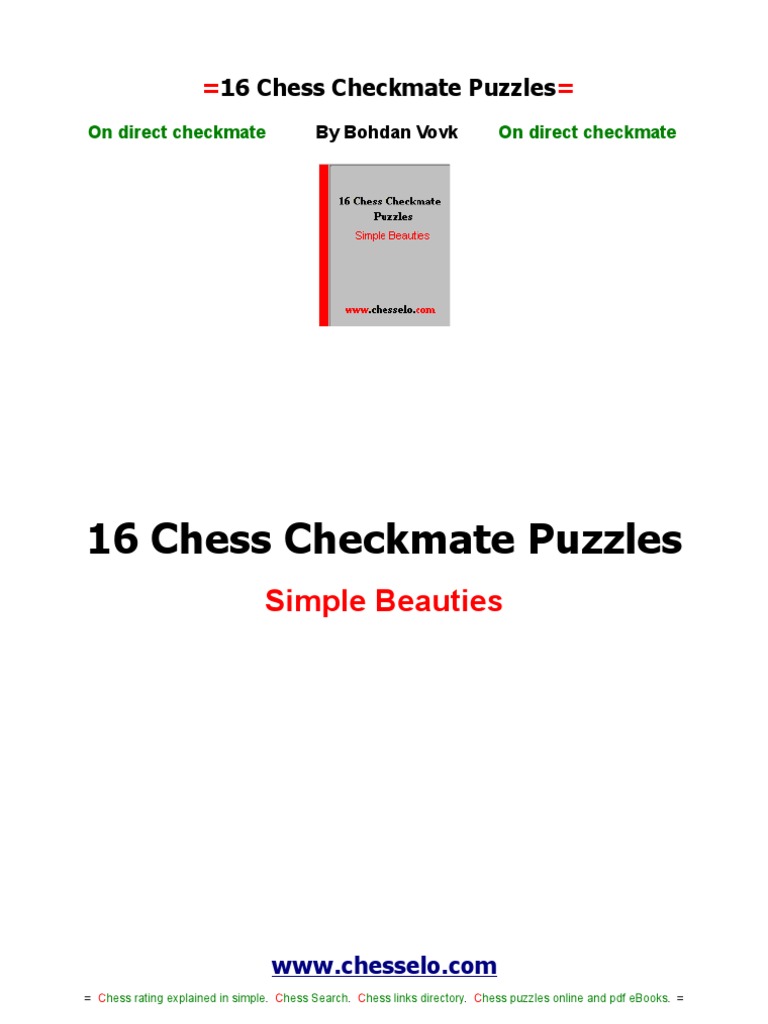 16 Chess Checkmate Puzzles PDF | PDF | Chess | Games Of Mental Skill