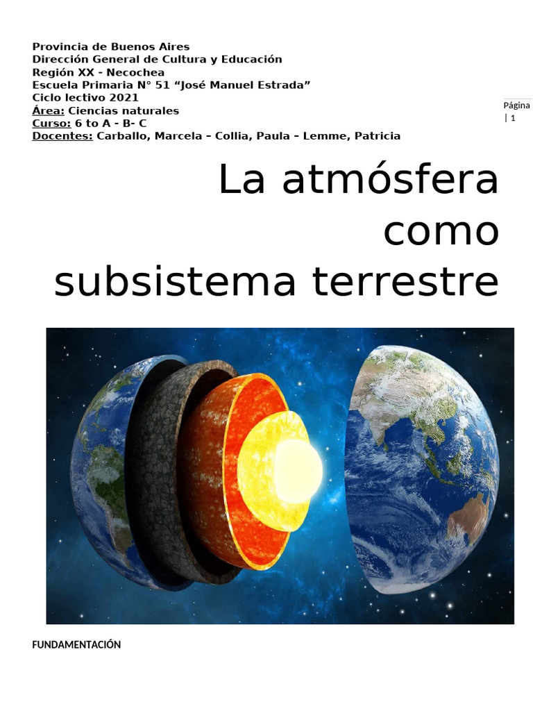 La Atmósfera Como Subsistema Terrestre | PDF | Atmósfera | Atmósfera de ...