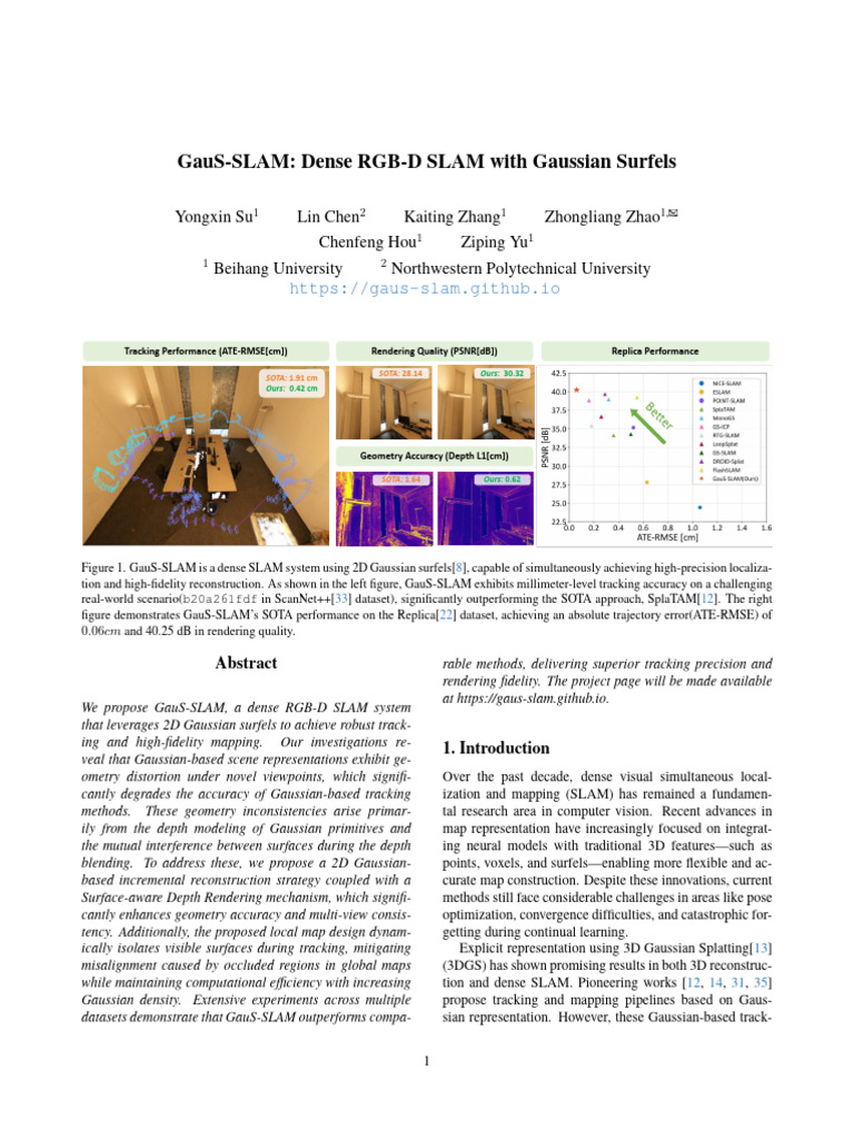 GauS-SLAM_Dense RGB-D SLAM With Gaussian Surfels | PDF | Rendering (Computer Graphics)