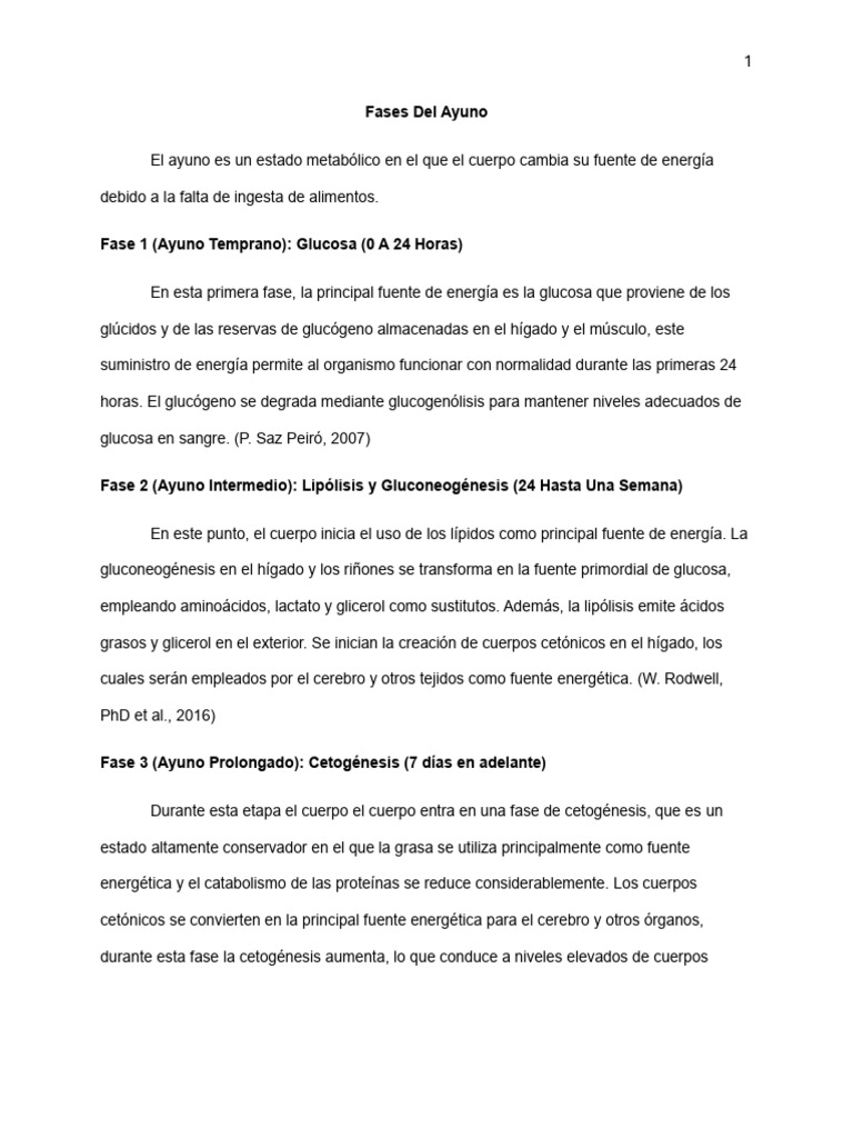 Fases del Ayuno Prolongado | PDF