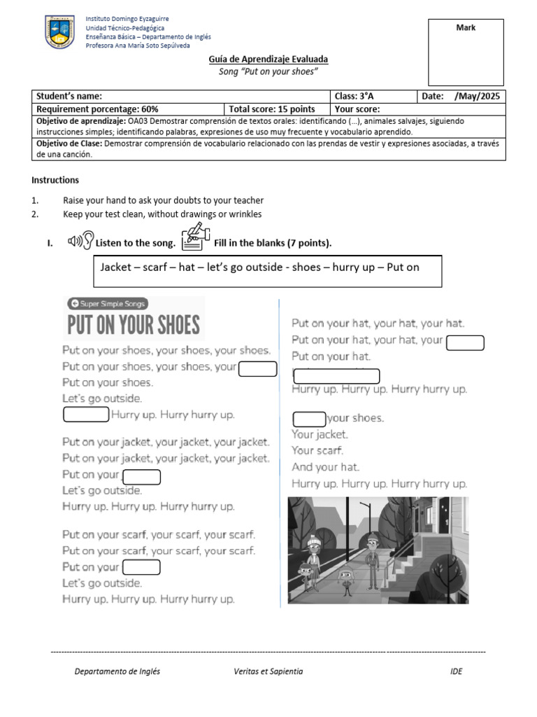 3°-INGLÉS- guía evaluada | PDF
