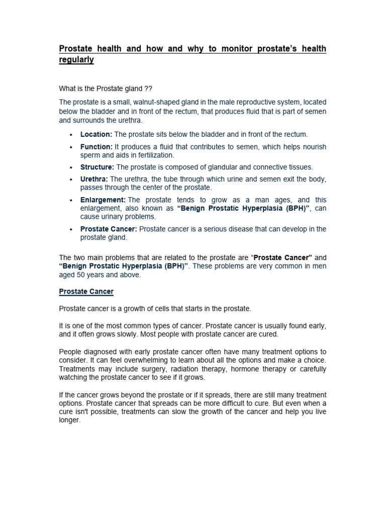 Prostate Cancer and BPH - A Summary - 01 April 2025 - Satish Rao | PDF | Prostate | Prostate ...