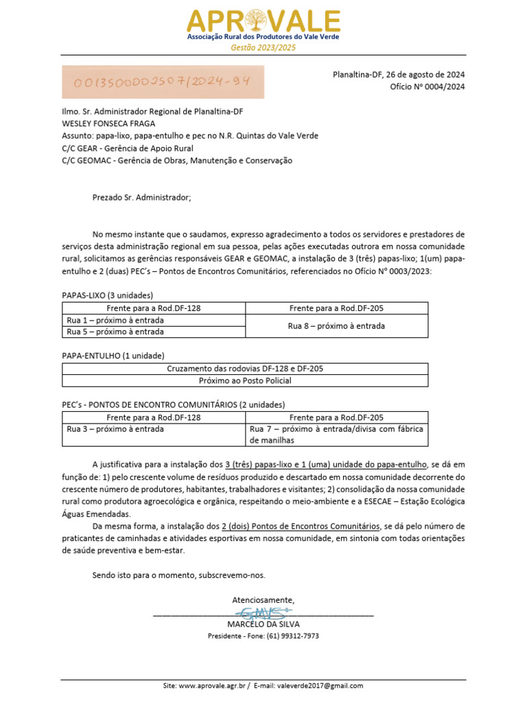 Ofício 0004-24 - Papa Lixo e Pec Adm Reg | PDF