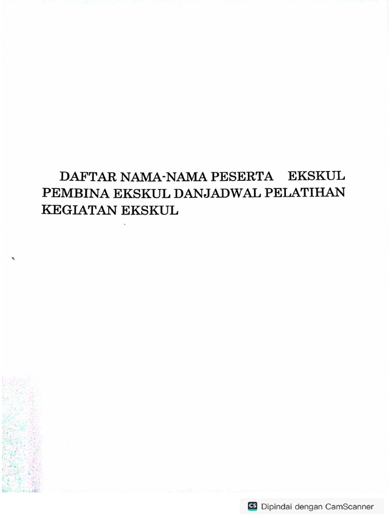 Daftar Nama-Nama Peserta Eskul Dan Jadwal Kegiatan Eskul | PDF