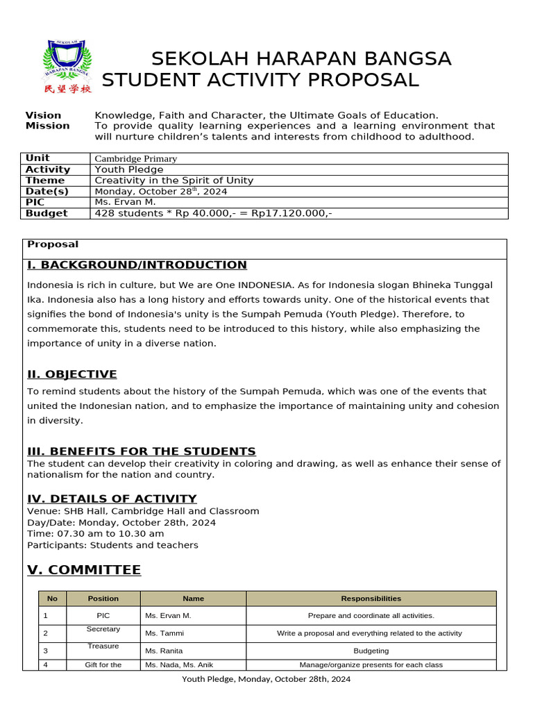 Conto Proposal Kebhinnekaan Proposal SD 2024 | PDF | Cognition | Learning