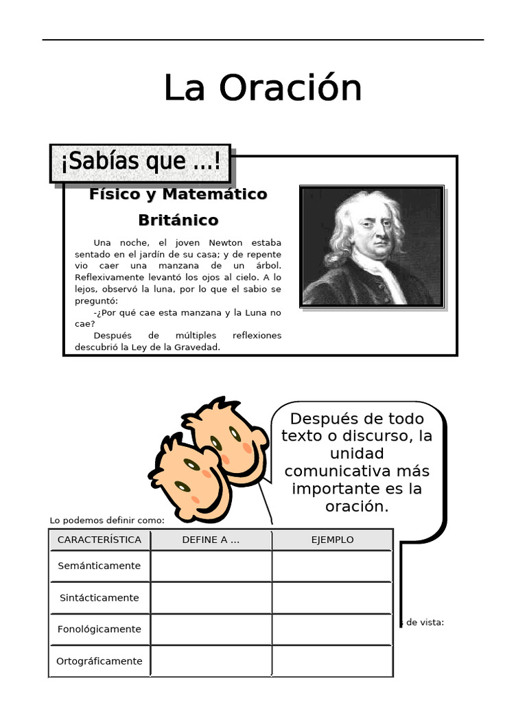 Actividades sobre la oración para niños | PDF | Oración (Lingüística ...