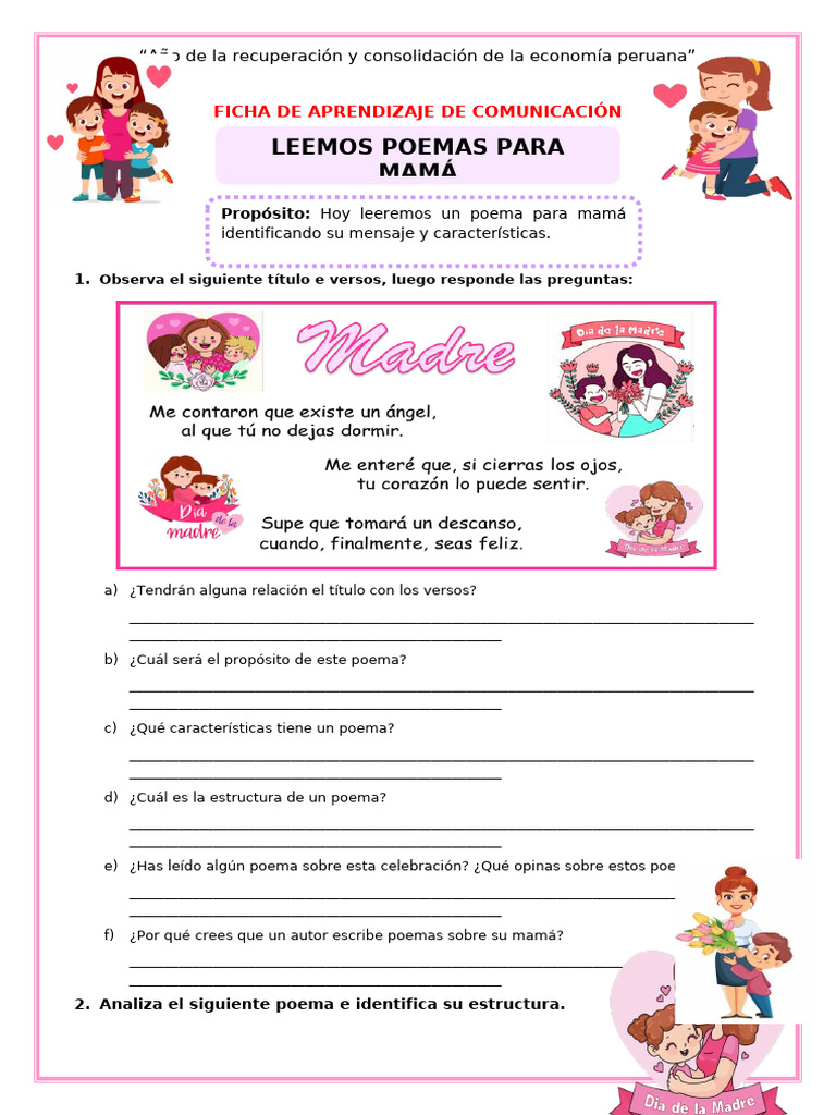 Ficha-Lun-Comun-Leemos e Identificamos La Estructura de Un Poema ...