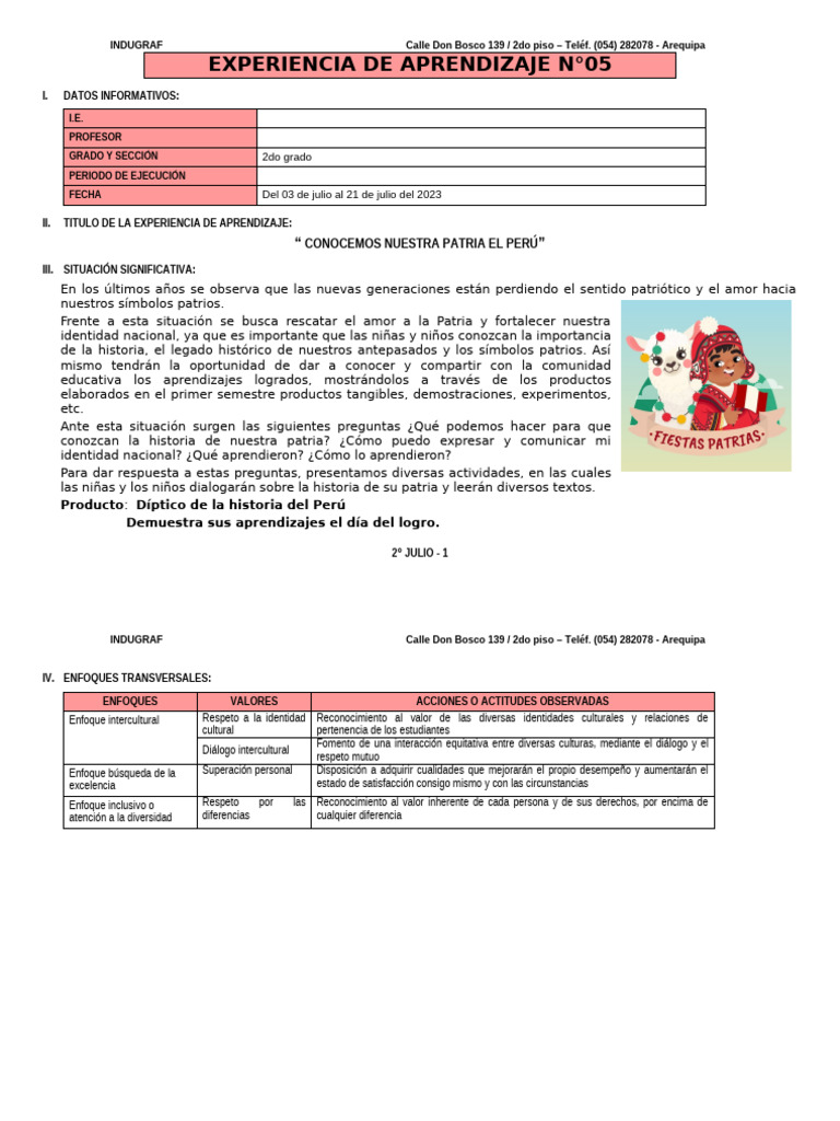 2° Grado - Experiencia de Aprendizaje #5 | PDF | Aprendizaje | Comunicación no verbal