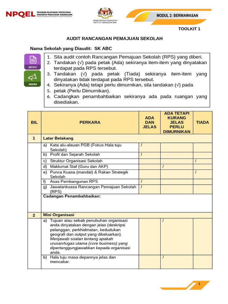 Tool Kit 1c SK ABC - Hasfa Rohizal | PDF