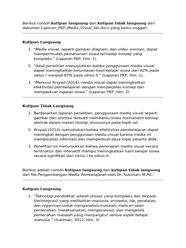 kutipan langsung dan tidak langsung | PDF