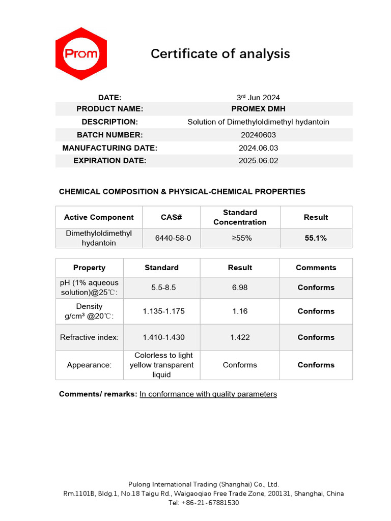 Coa DMDM Hydantoin | PDF