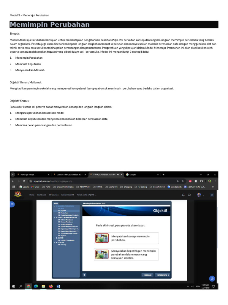 Modul 3 - Menerajui Perubahan NPQEL | PDF