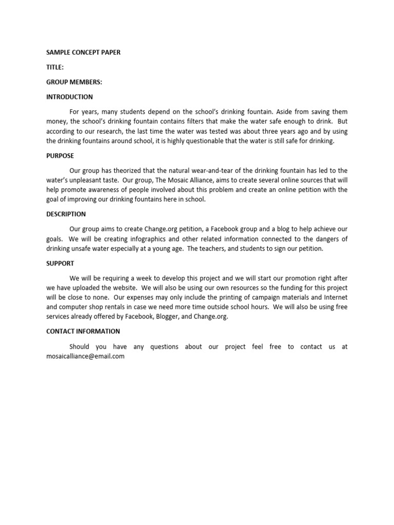 Sample Concept Paper Title: Group Members | PDF