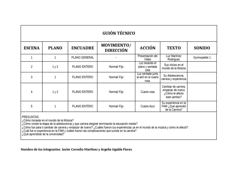 Guión Técnico | PDF