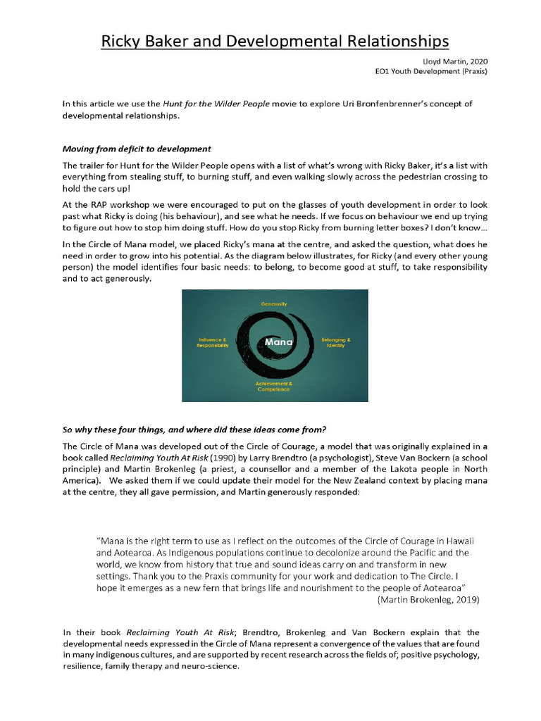 Ricky Baker and Developmental Relationships | PDF