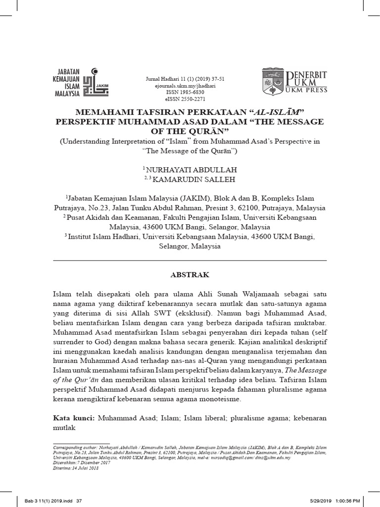 Al-Islam Perspektif Muhammad Asad Messages of The Quran | PDF