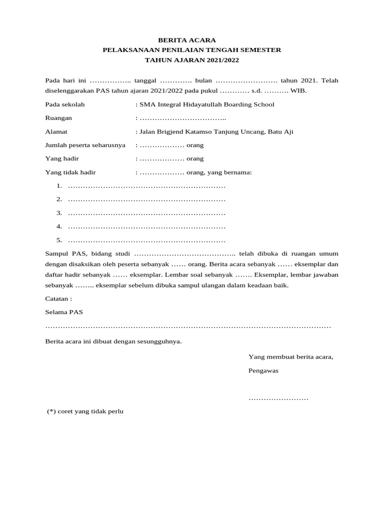 Berita Acara Pat | PDF