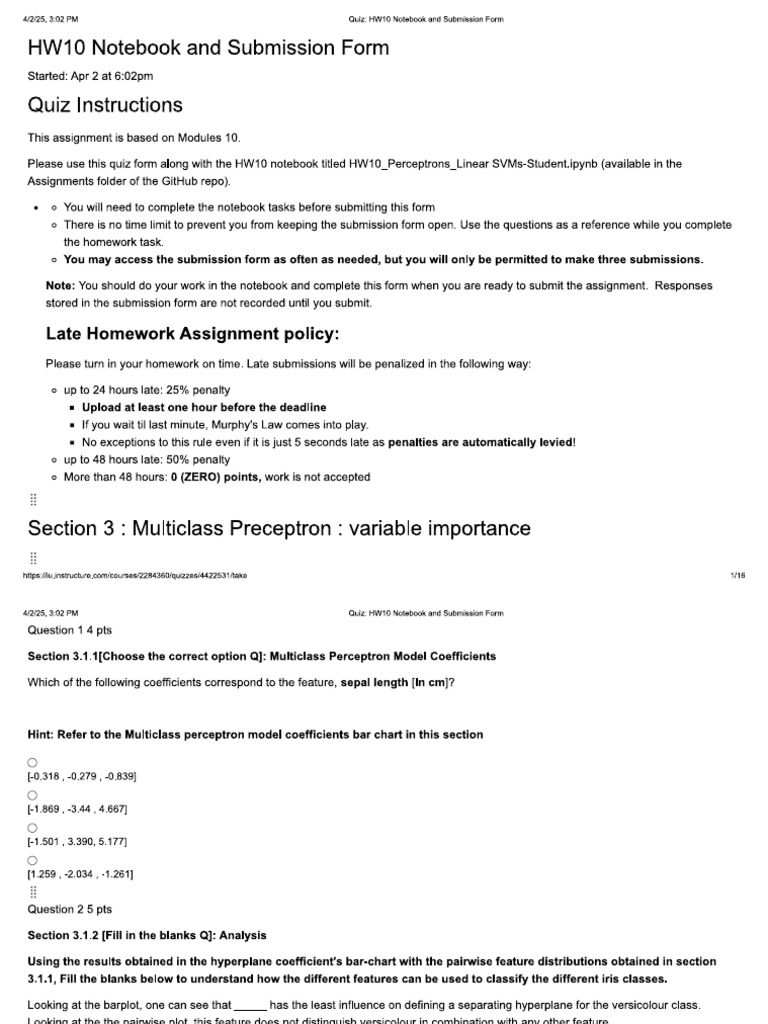 HW10 Notebook and Submission Form - Quiz | PDF