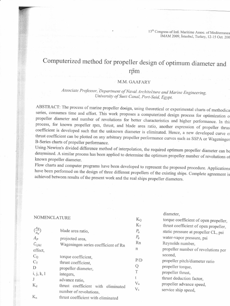 Computerized: Method Design Diameter | PDF | Propeller | Numerical Analysis