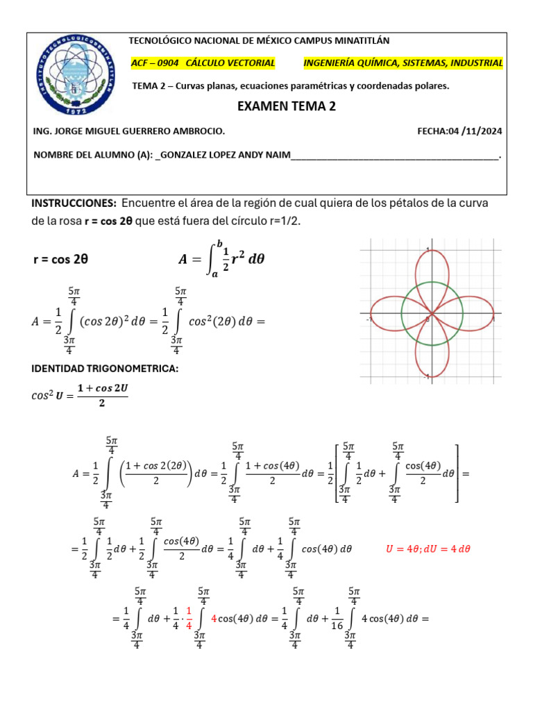 Examen 2 Vectorial | PDF | Integral | Geometría diferencial
