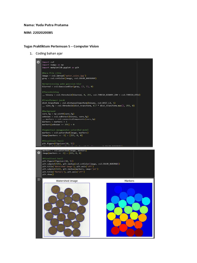 Praktiktum 5 Computer Vision - Segmentasi Citra | PDF