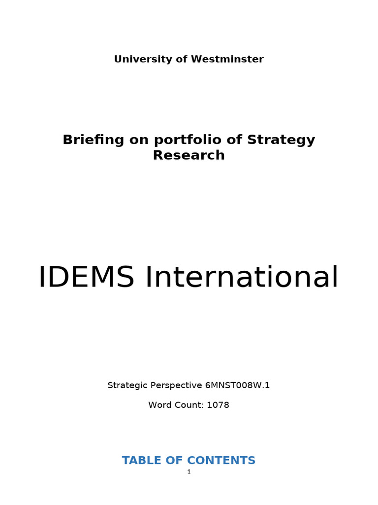 IDEMS International Strategy Briefing | PDF | Cost Of Living ...