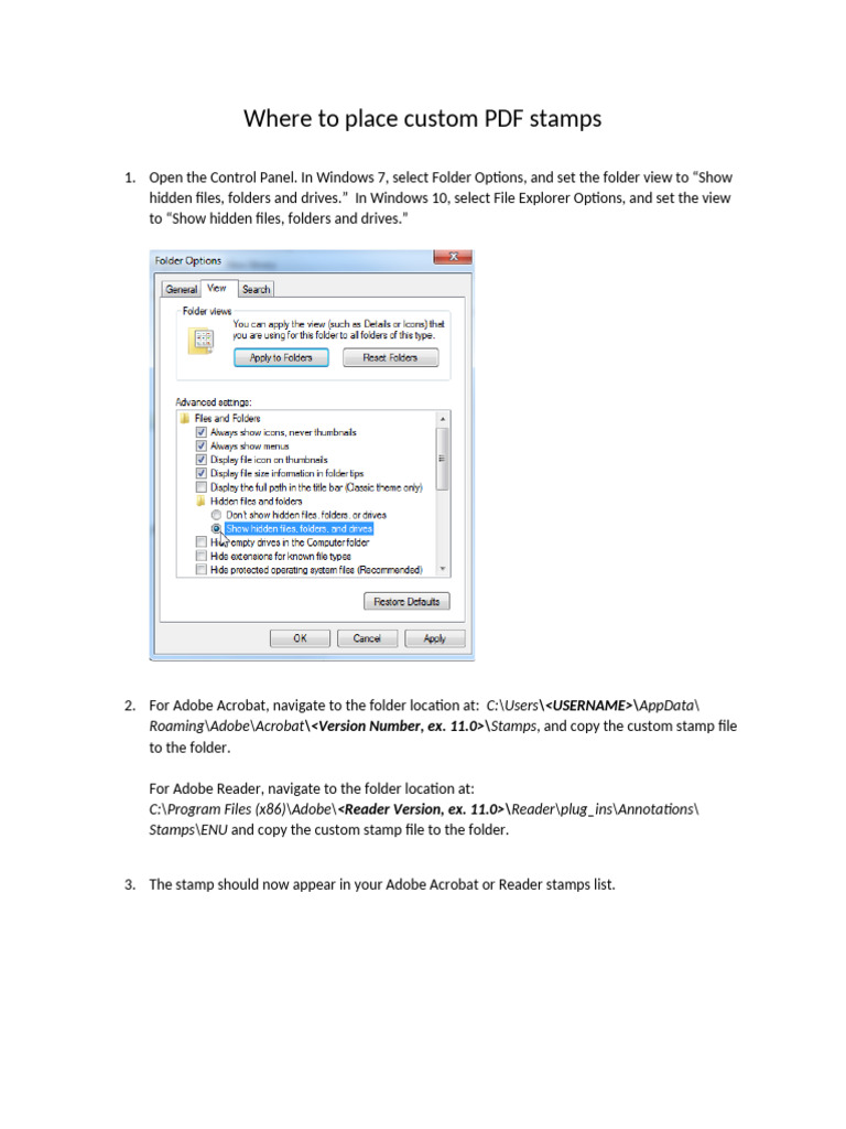 PDF Stamp Directions | PDF
