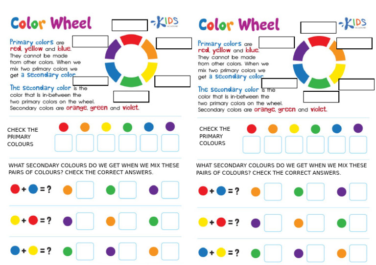 Colour Wheel Worksheet | PDF