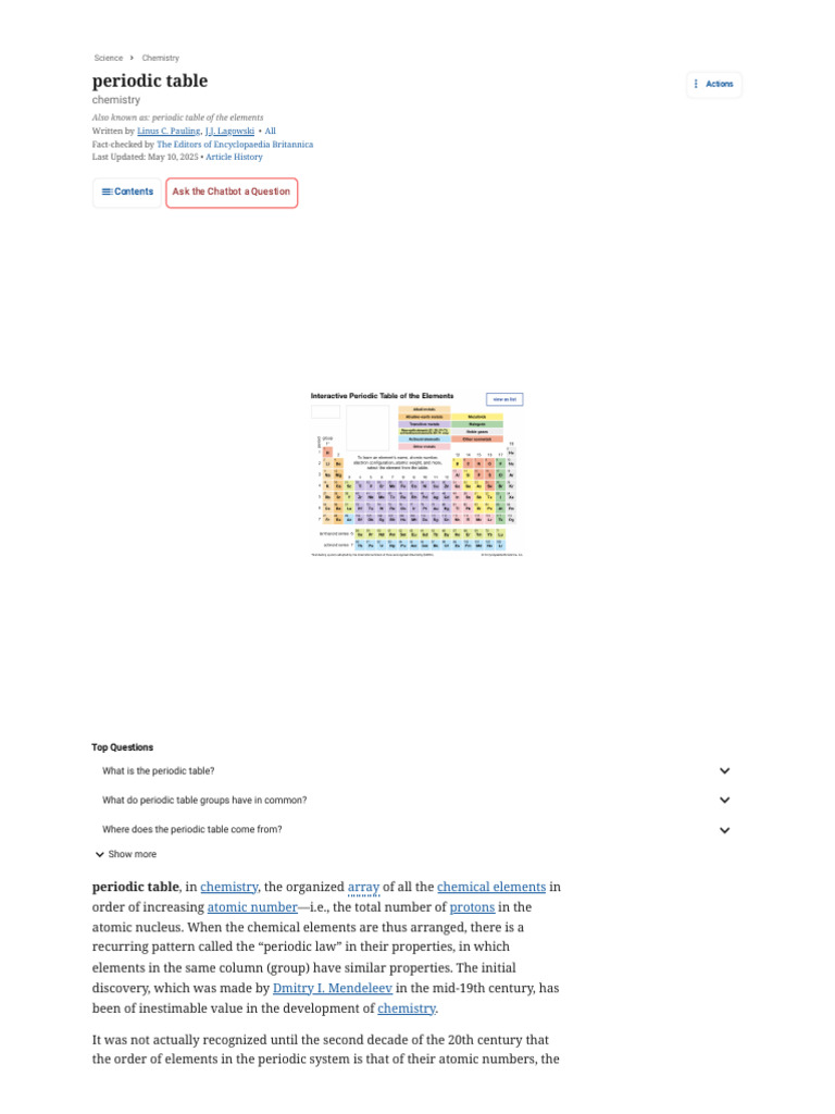 Periodic Table - Definition, Elements, Groups, Charges, Trends | PDF ...