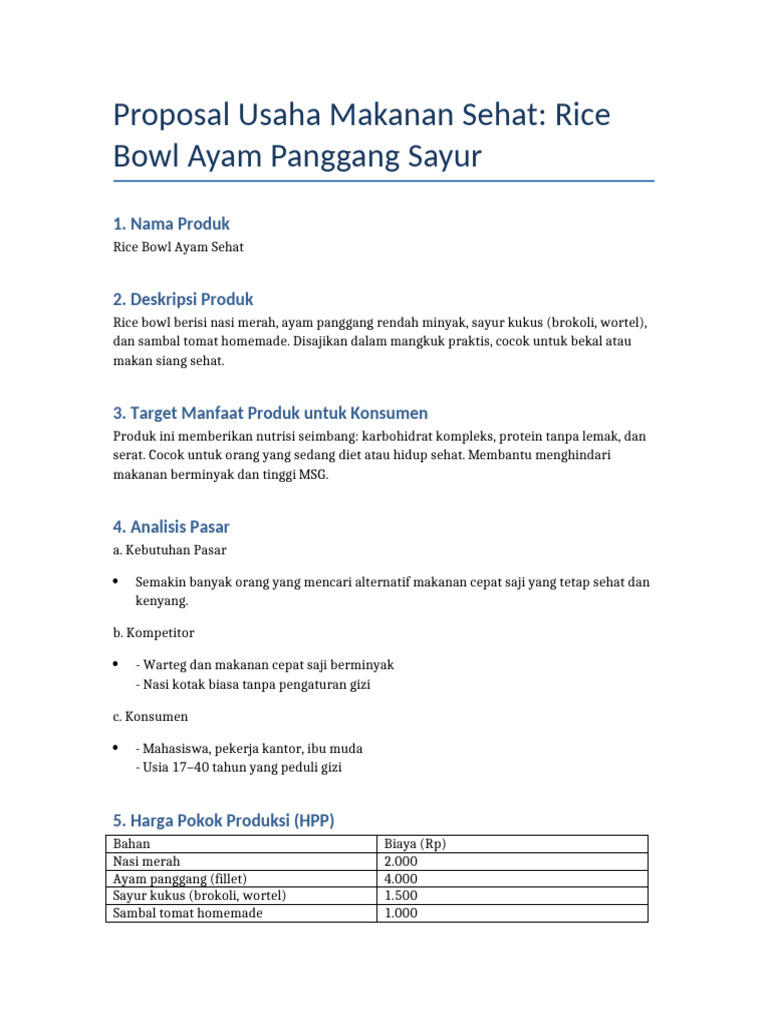 Proposal_Rice_Bowl_Sehat | PDF