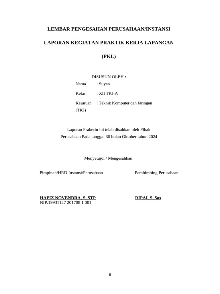 3. Lembaran Pengesahan Instansi | PDF