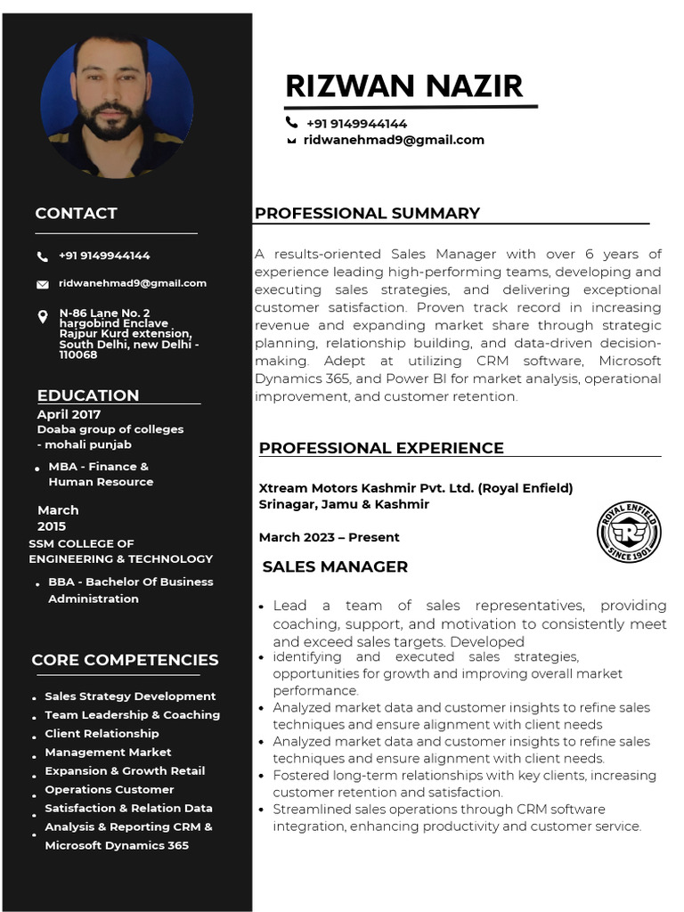 Updated Cv. Rizwan Nazir | PDF | Customer Relationship Management | Sales