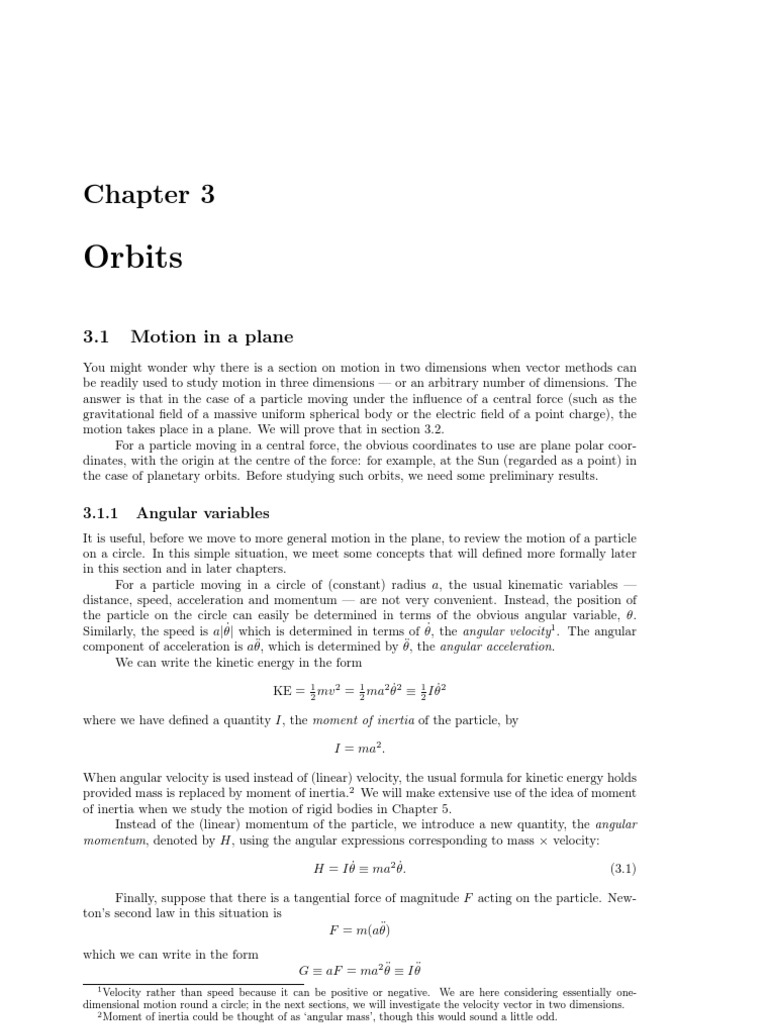 Orbits: 3.1 Motion in A Plane | PDF | Orbit | Acceleration