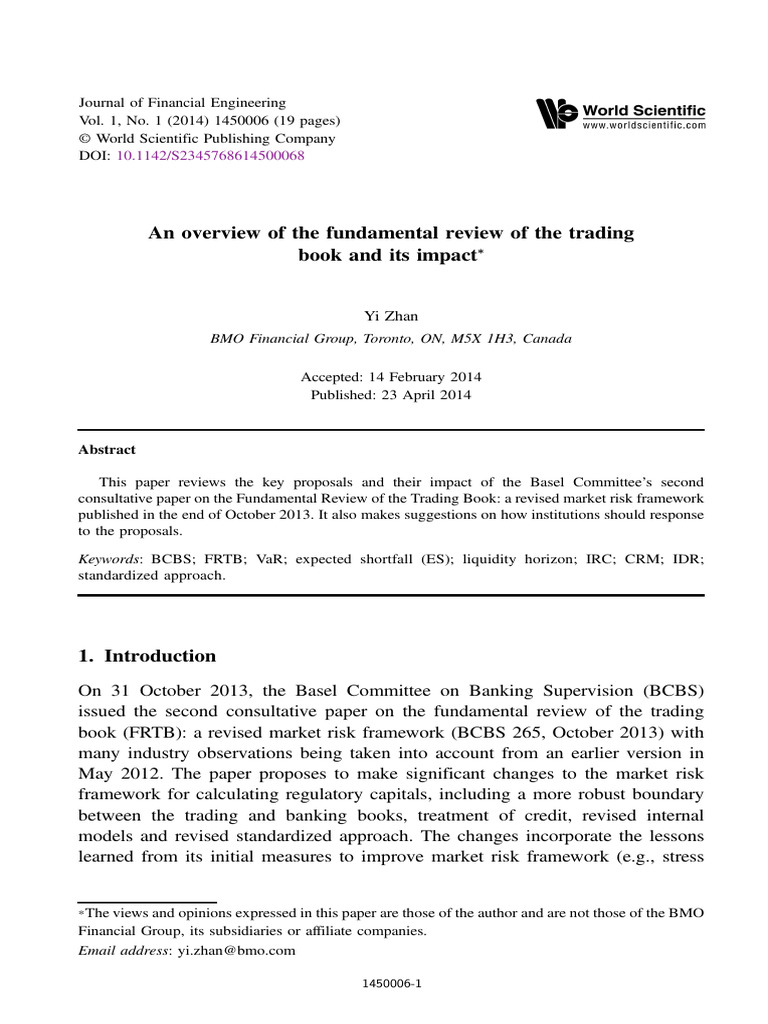 An Overview of The Fundamental Review of The Trading Book and Its ...