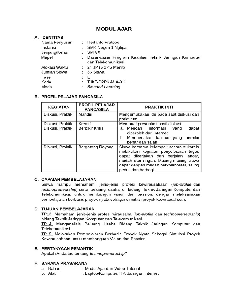 Modul Ajar Job Profile | PDF