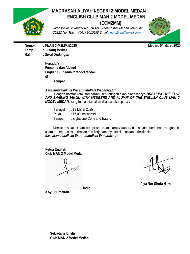 Surat undangan alumni bukber | PDF