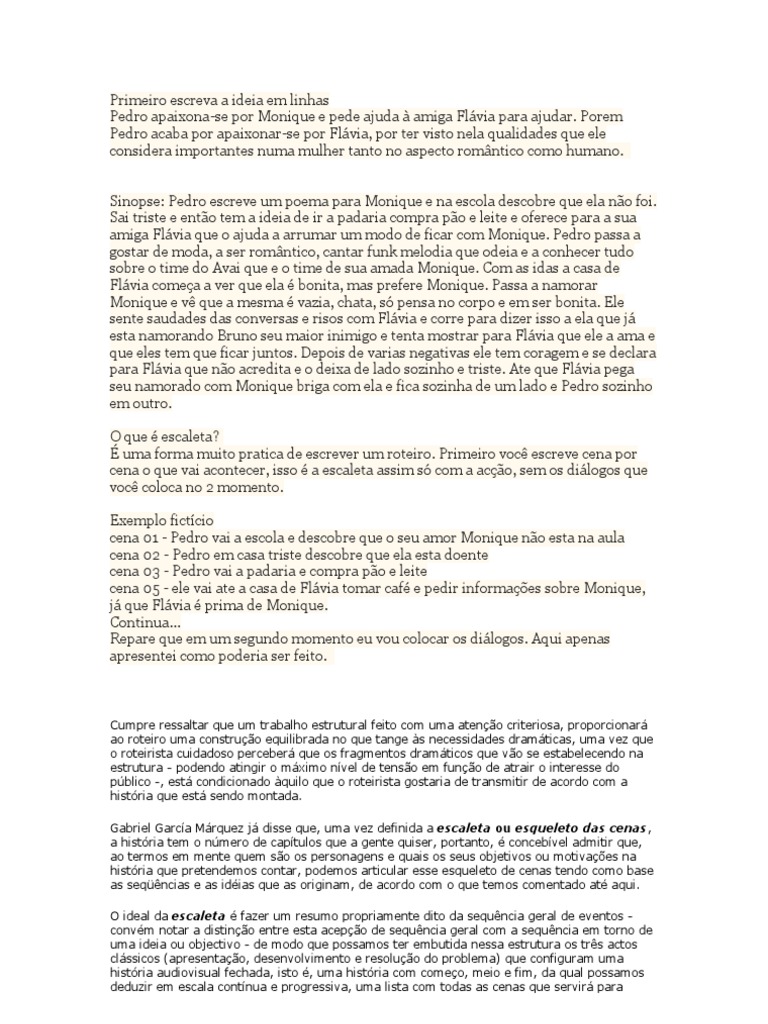 Escaleta | Roteiro | Amor