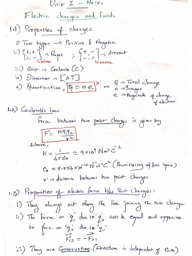 Electric Field Formula Sheets | PDF